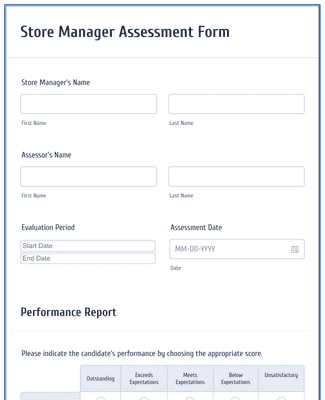 Store Manager Assessment Form Template | Jotform