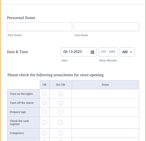 Store Opening Form Template | Jotform
