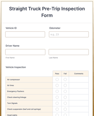 Straight Truck Pre-Trip Inspection Form Template | Jotform