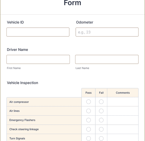 Straight Truck Pre-Trip Inspection Form Template | Jotform
