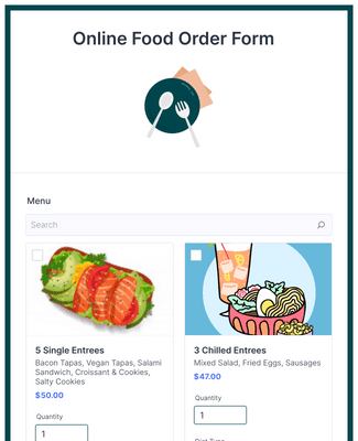 Stripe Online Food Order Form Template | Jotform