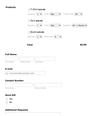 Stripe Product Order Form Template | Jotform