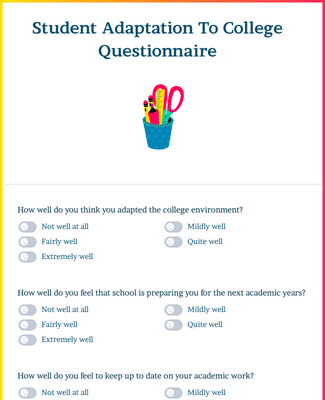 Student Adaptation To College Questionnaire Form Template | Jotform
