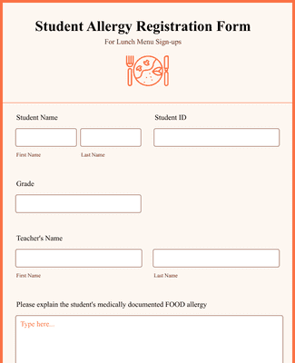Student Allergy Registration Form Template | Jotform