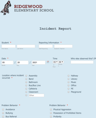 Student Behavior Incident Report Form Template | Jotform