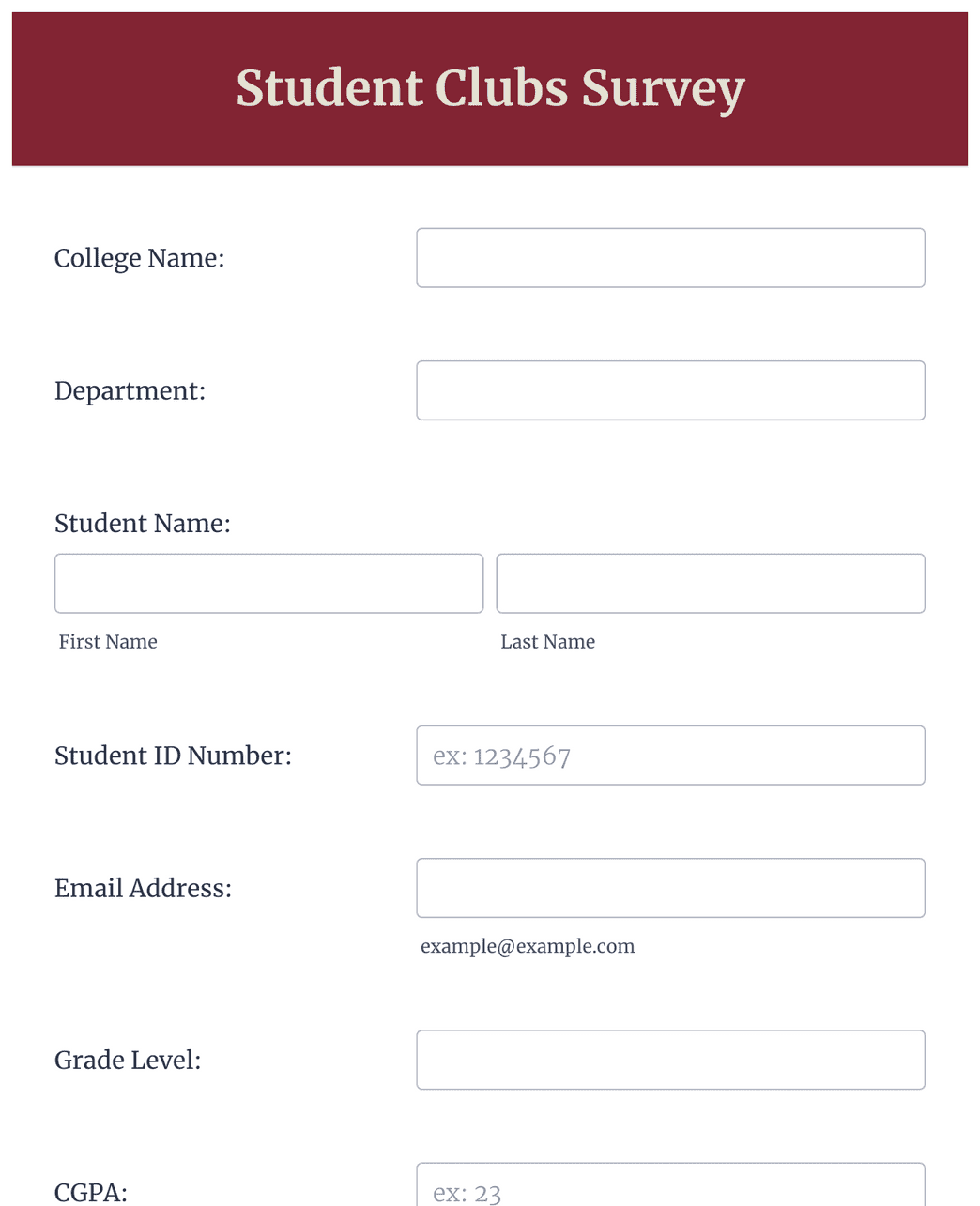 Student Clubs Survey Form Template | Jotform