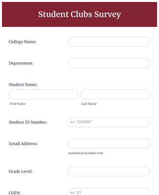 Student Clubs Survey Form Template | JotForm