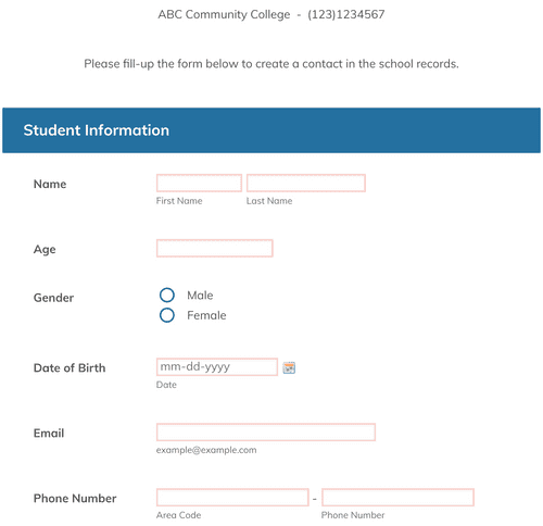 Student Contact Form Template | Jotform