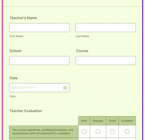 Student Course Evaluation Form Template | Jotform