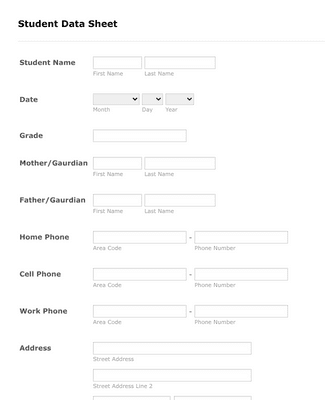 Student Data Form Template | Jotform