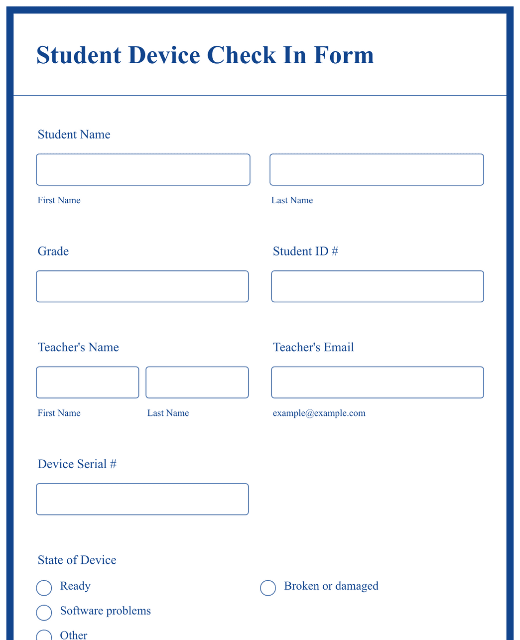 Student Device Check In Form Template | Jotform