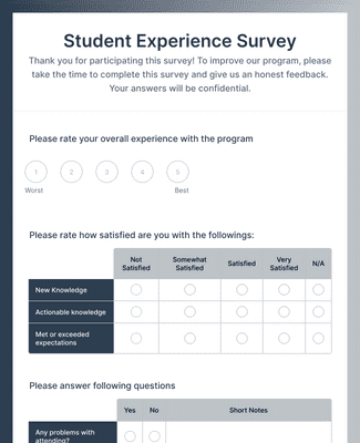 Student Experience Survey Form Template | Jotform