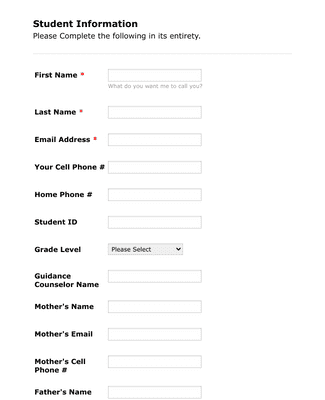 Student Contact Information Form Template | Jotform