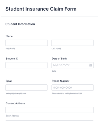 Student Insurance Claim Form Template | Jotform