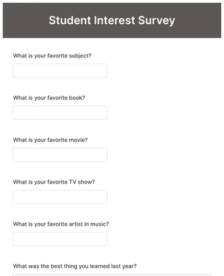 Student Interest Survey Form Template | Jotform