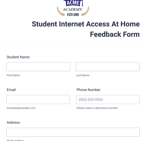 Student Internet Access At Home Feedback Form Template | Jotform
