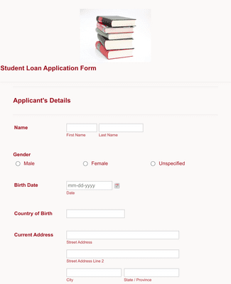 Student Loan Application Form Template | Jotform