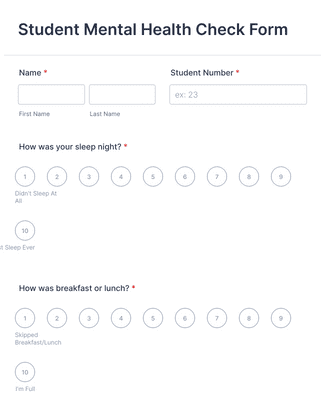 Student Mental Health Check Form Template | Jotform