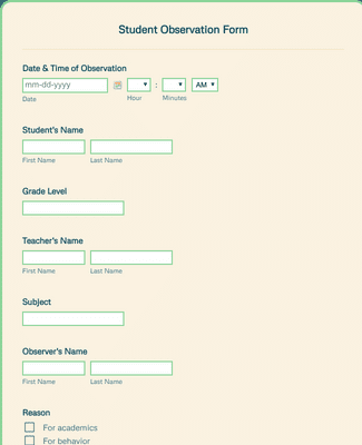 Student Observation Form Template | Jotform