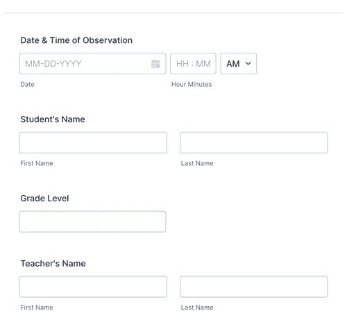 Student Observation Form Template | Jotform