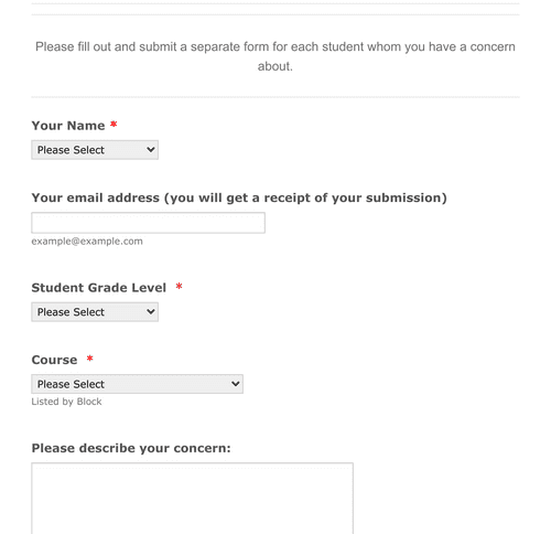 Student of Concern Form Template | Jotform
