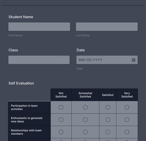 Student Peer Evaluation Form Template | Jotform Student Peer Evaluation Form Template | Jotform