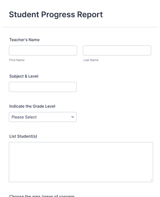 Student Progress Report Template Form Template | Jotform