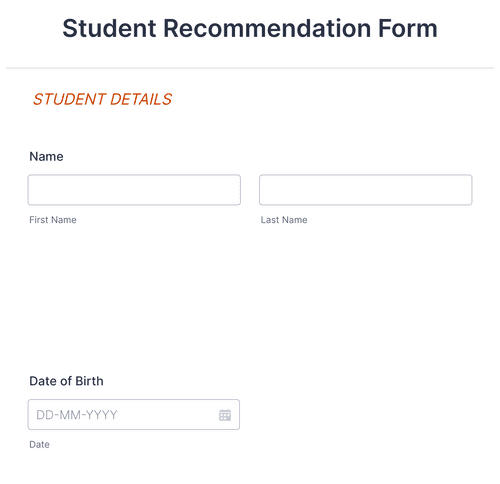 Student Recommendation Form Template | Jotform
