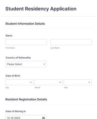 Student Residency Application Form Template | Jotform