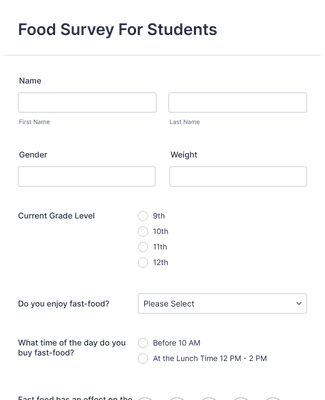 Food Survey for Students Form Template | Jotform