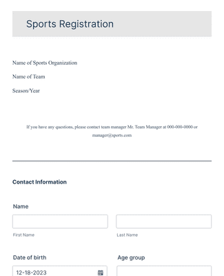 Student Sports Registration Form Template | Jotform