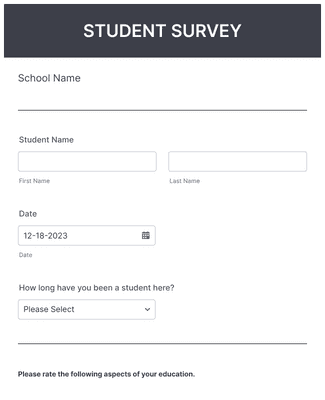 Student Survey Form Template | Jotform