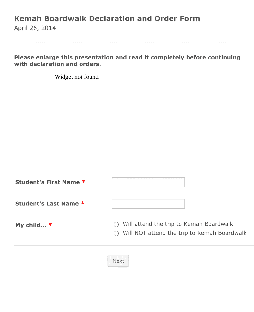 student trip Form Template | Jotform
