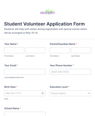 JFK Volunteer Application Form Template | Jotform