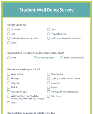 Student Well Being Survey Form Template | Jotform