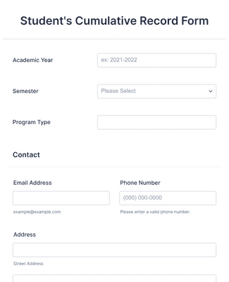 Student's Cumulative Record Form Template | JotForm