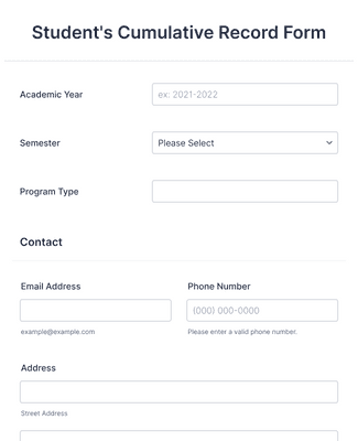 Students Cumulative Record Form Template | Jotform