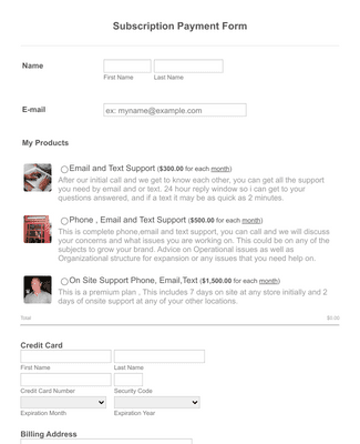 Subscription Payment Form Template | Jotform