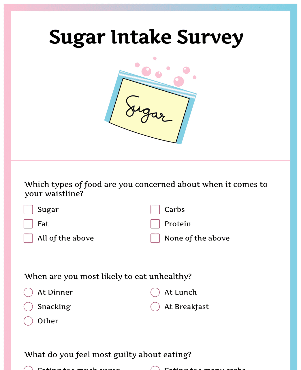Sugar Intake Survey Form Template | Jotform