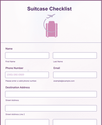Suitcase Checklist Form Template | Jotform