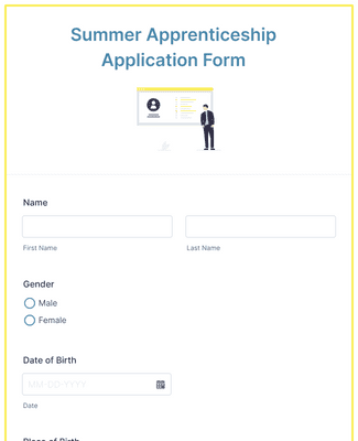 Summer Apprenticeship Application Form Template | Jotform