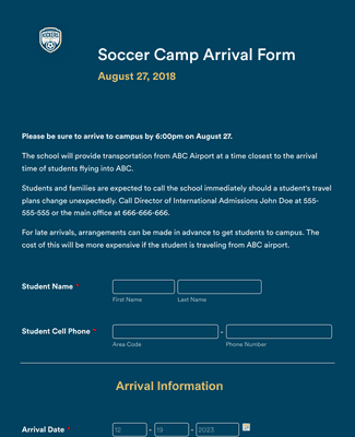 Summer Camp Arrival Form Template | Jotform