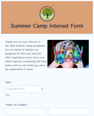 Summer Camp Interest Form Template | Jotform