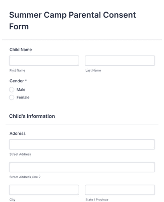 Summer Camp Parental Consent Form Template | Jotform