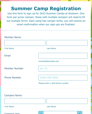 Summer Camp Registration Form Template | Jotform
