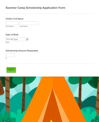 Summer Camp Scholarship Application Form Template | Jotform