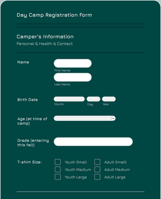 Summer Day Camp Registration Form Template | Jotform