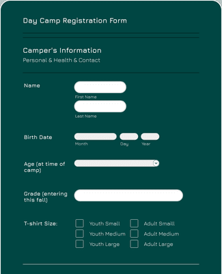 Summer Day Camp Registration Form Template | Jotform