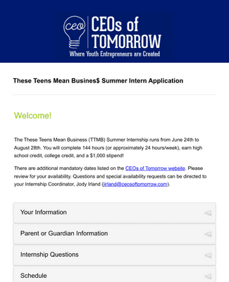 Summer Internship Application Form Template | Jotform
