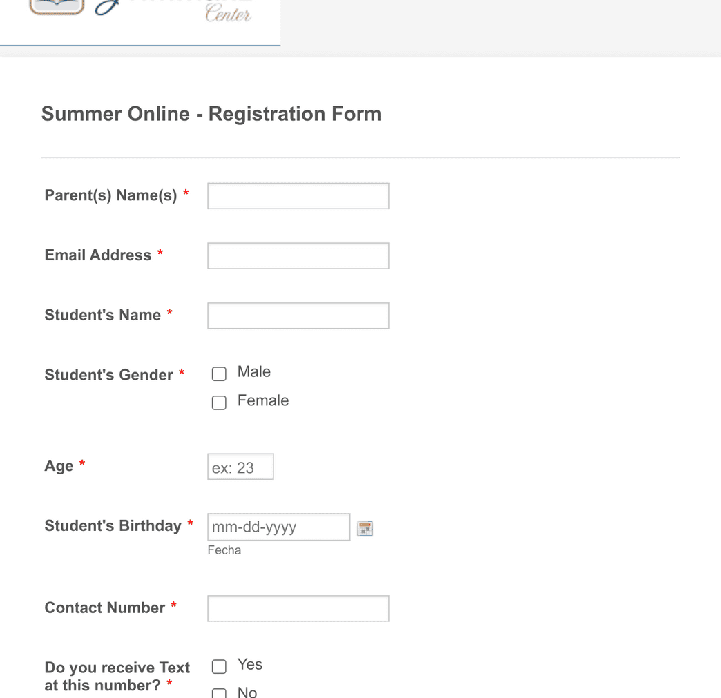 Summer Online - Registration Form Template | Jotform